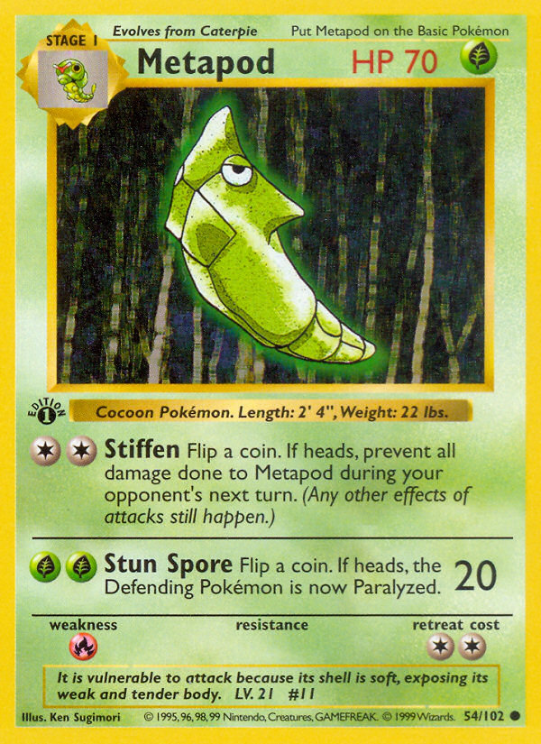 Metapod - 1999 Pokemon Base Set #54/102 | T206 Cards